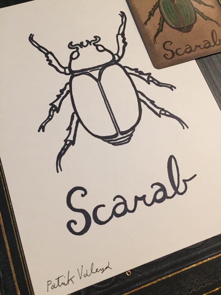 "The Scarab" Mildred Payne Oracle Original Ink Drawing – Deviant Moon Inc