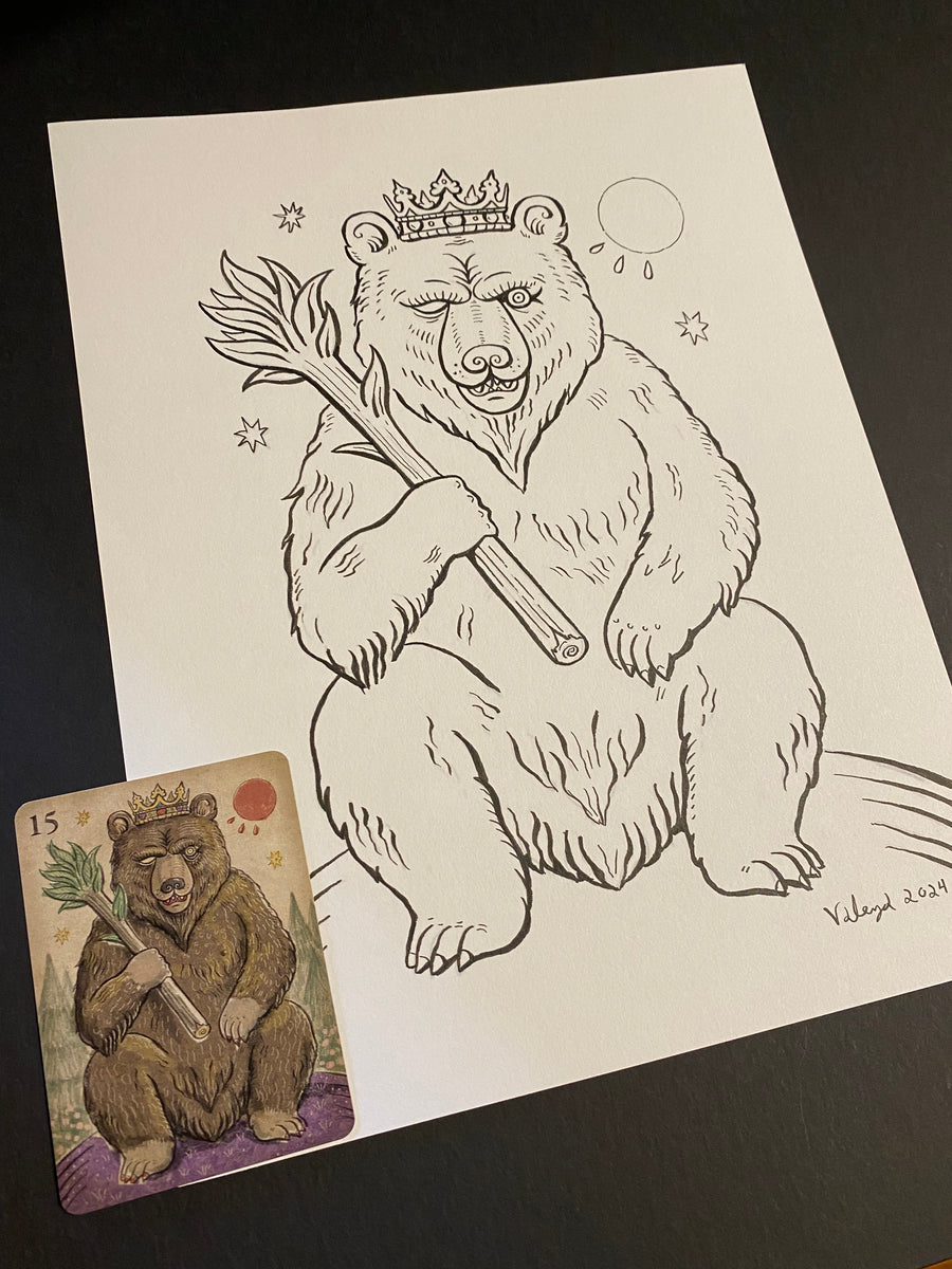 The Bear: Lenormand Della Luna Original Ink Drawing – Deviant Moon Inc