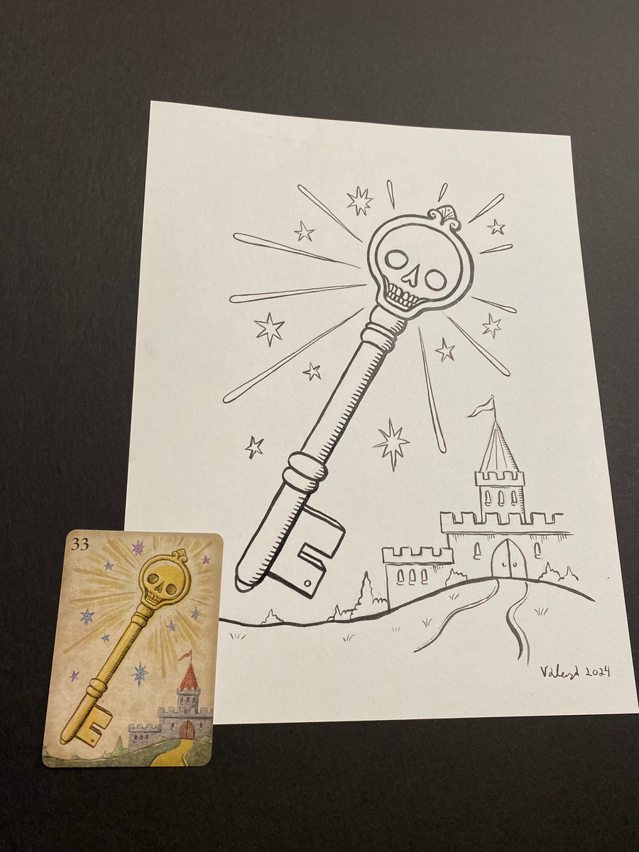 The Key: Lenormand Della Luna Original Ink Drawing – Deviant Moon Inc