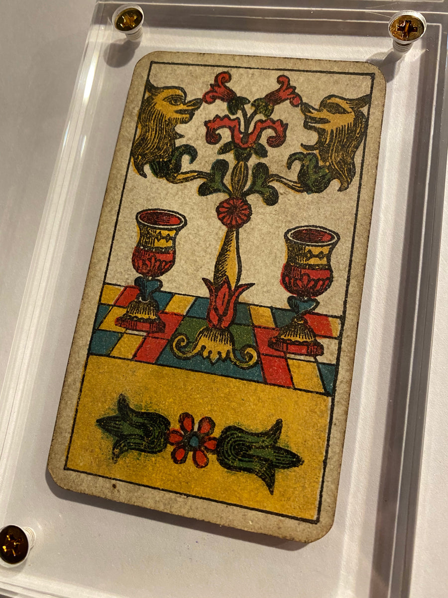 “2 of Cups”-Authentic Antique Tarot Card 1930 – Deviant Moon Inc